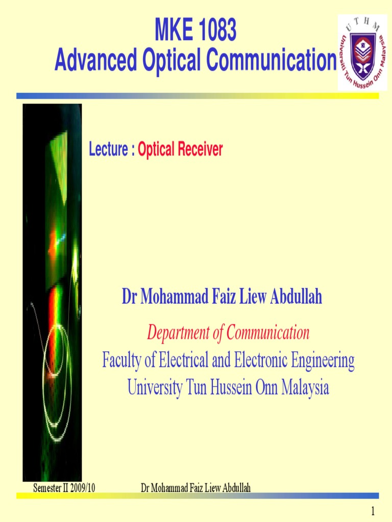 Optical Receiver | PDF | Signal To Noise Ratio | Amplifier