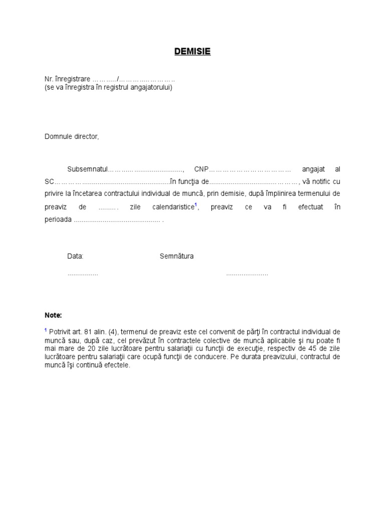 Cerere Demisie | PDF