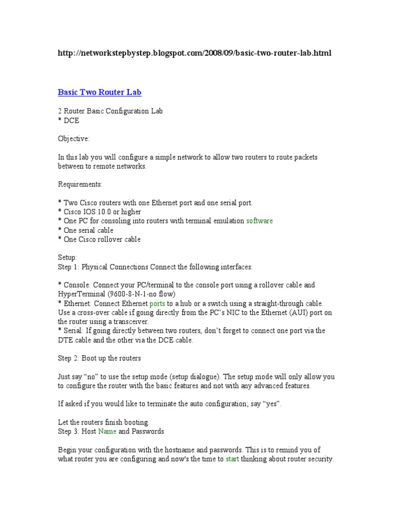 Basic Two Router Lab | PDF | Router (Computing) | Ip Address