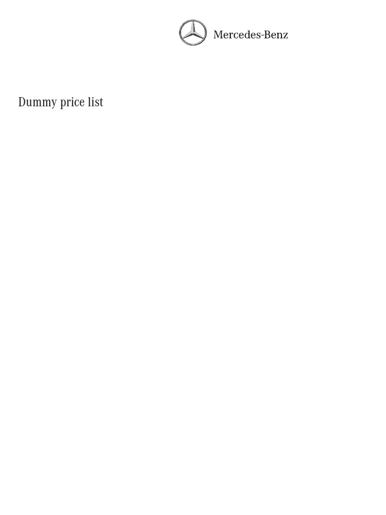 Comprehensive Dummy Price List | PDF