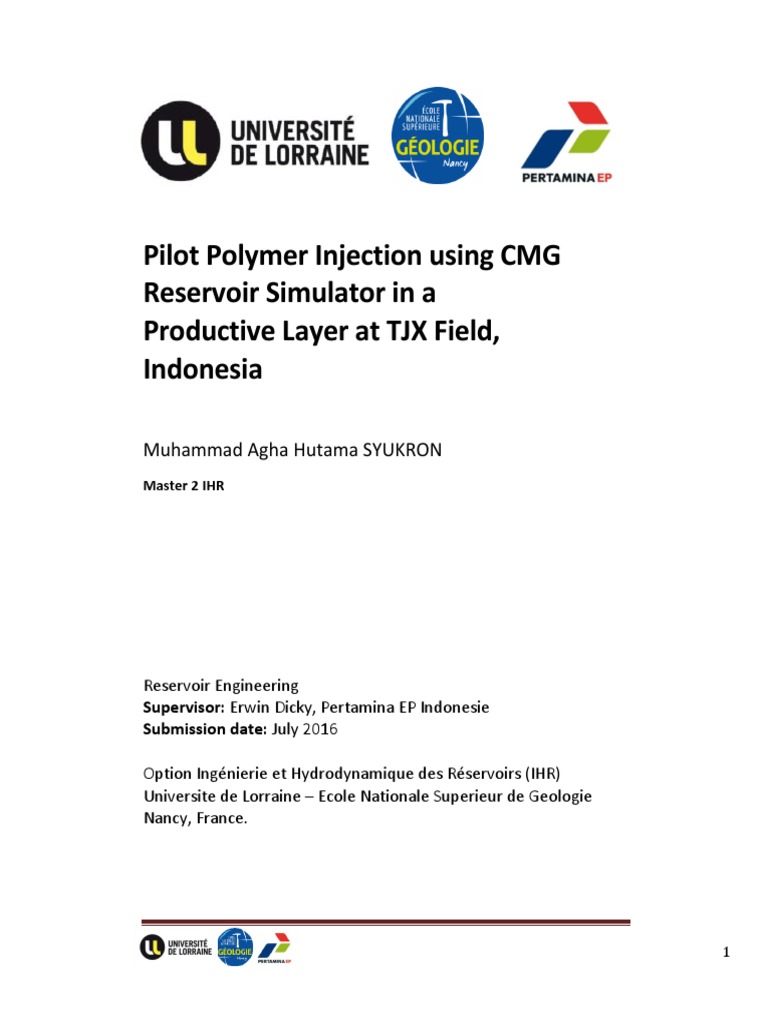Pilot Polymer Injection Using CMG Reservoir Simulator in A Productive ...