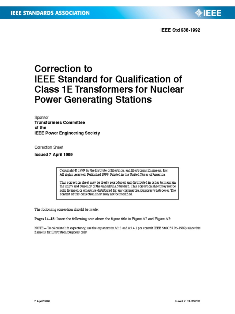 Correction To: Ieee Standard For Qualiþcation of Class 1E Transformers ...