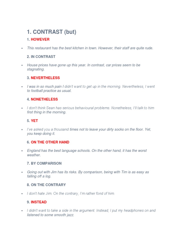 CONTRAST (But) : However | PDF | Linguistics | Languages