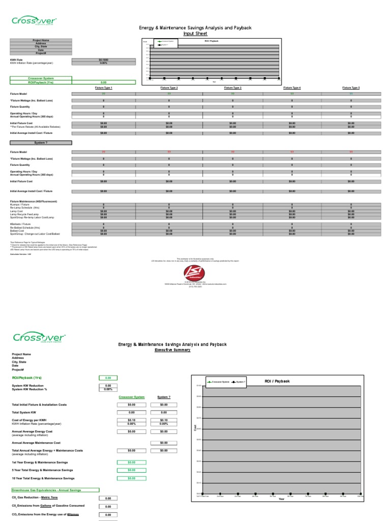 5 Fixture ROI Calculator - v1 - 60 | PDF | Fluorescent Lamp | Lighting