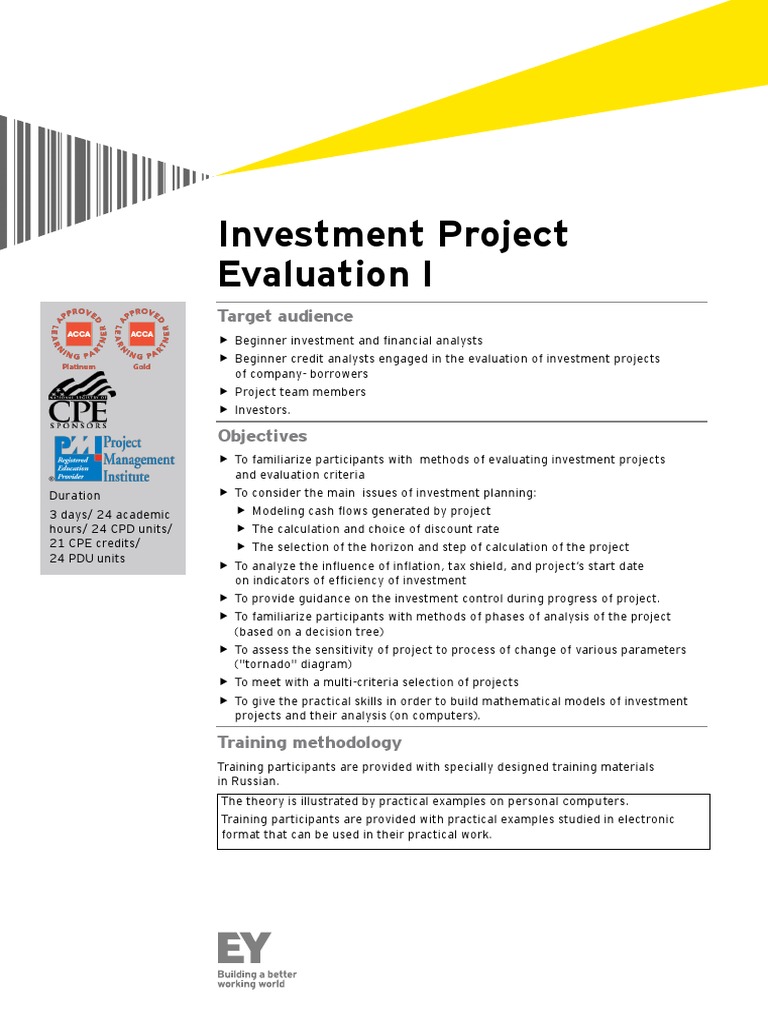 Investment Project Evaluation | PDF | Valuation (Finance) | Discounted ...