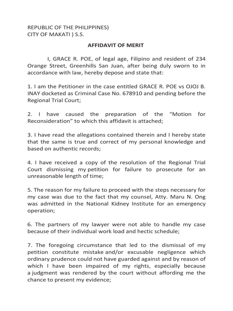 Affidavit of Merit | Affidavit | Courts