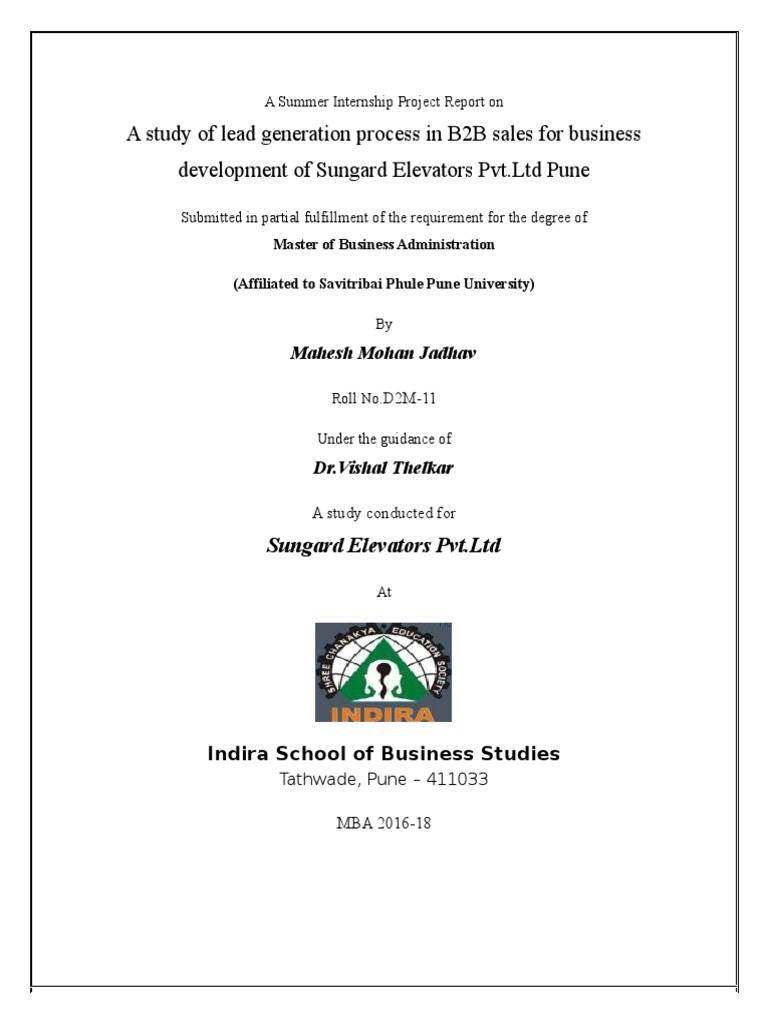 mba sip project | Research Design | Sales