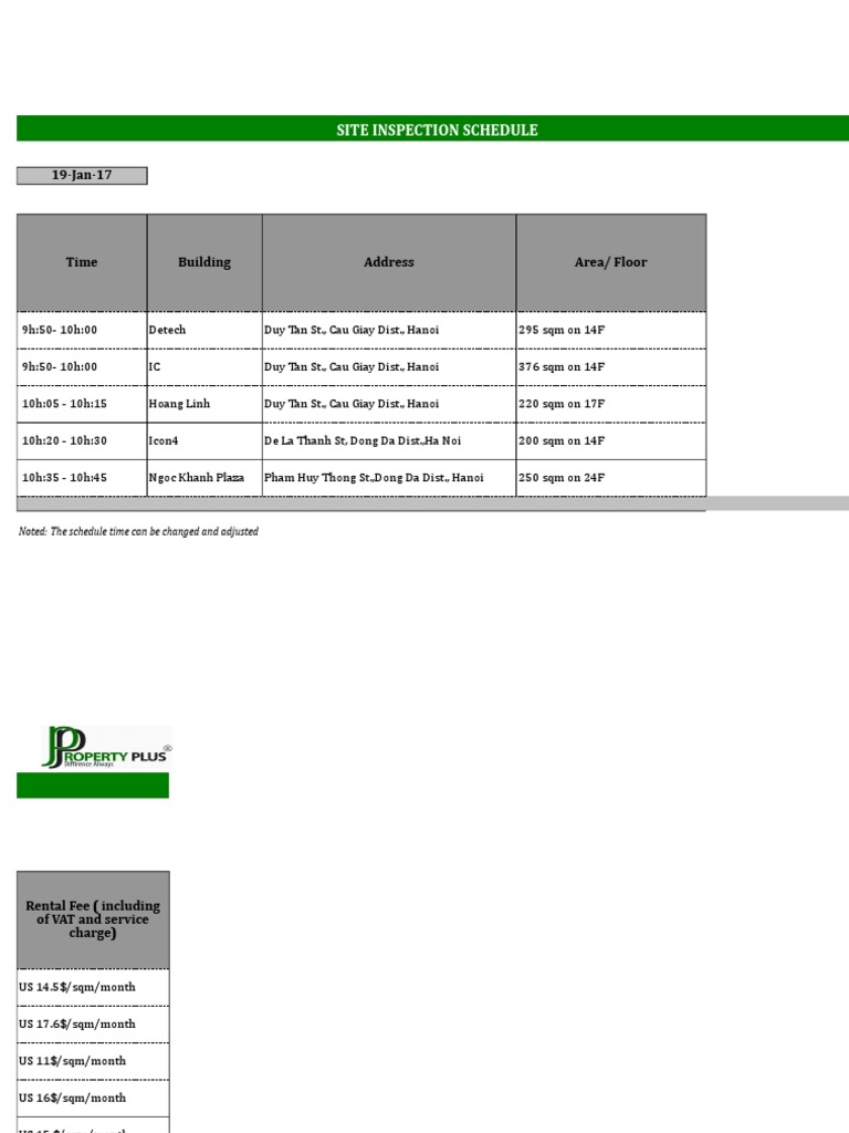Site Inspection Schedule - Goldenchoice | PDF