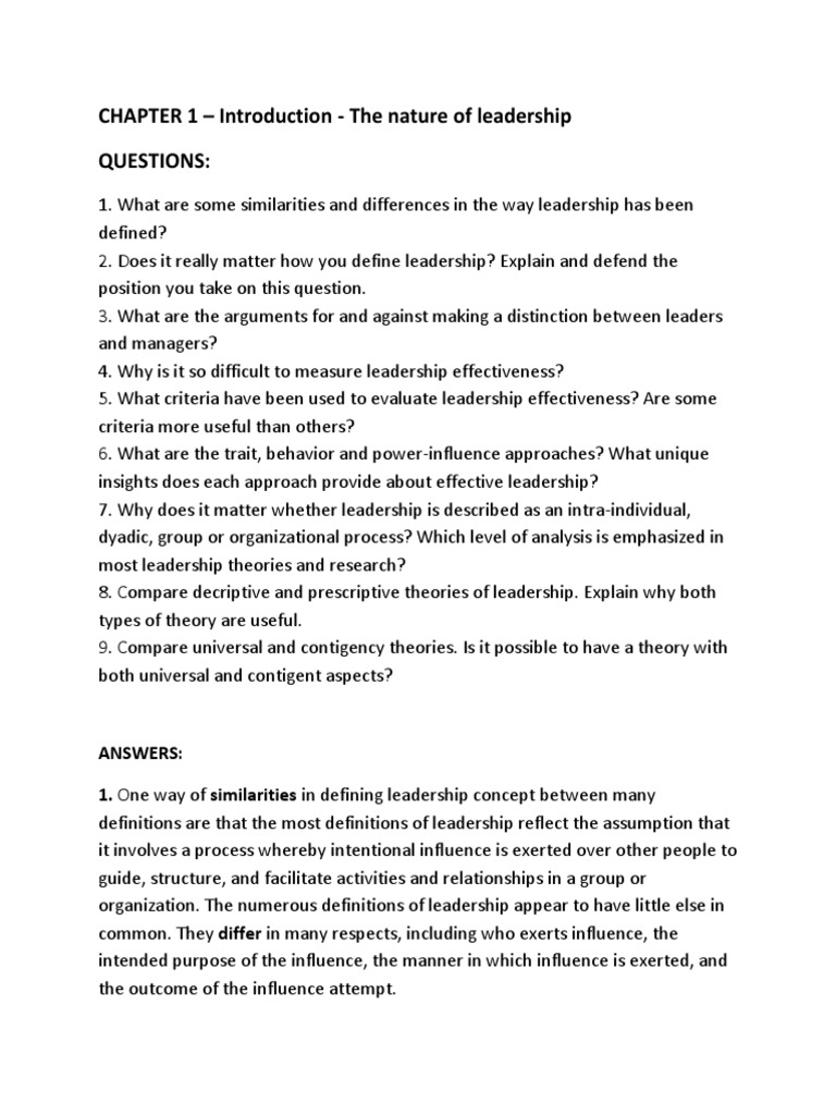 Leadership - Questions and Answers | PDF | Leadership | Motivation