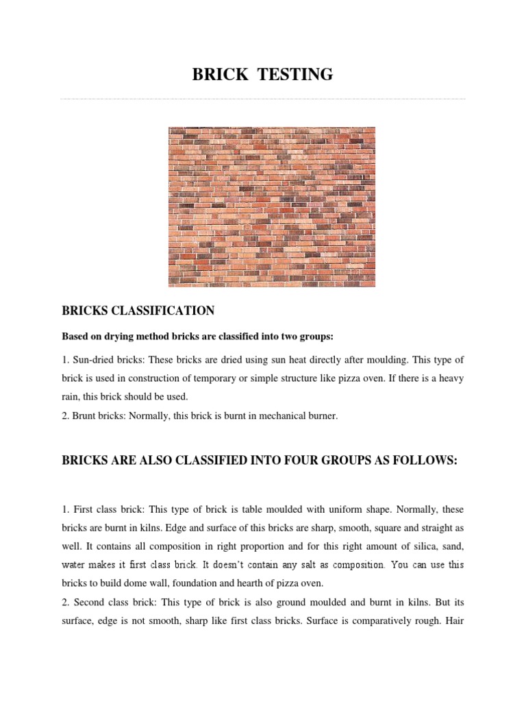 Brick Testing | PDF | Chemical Substances | Masonry