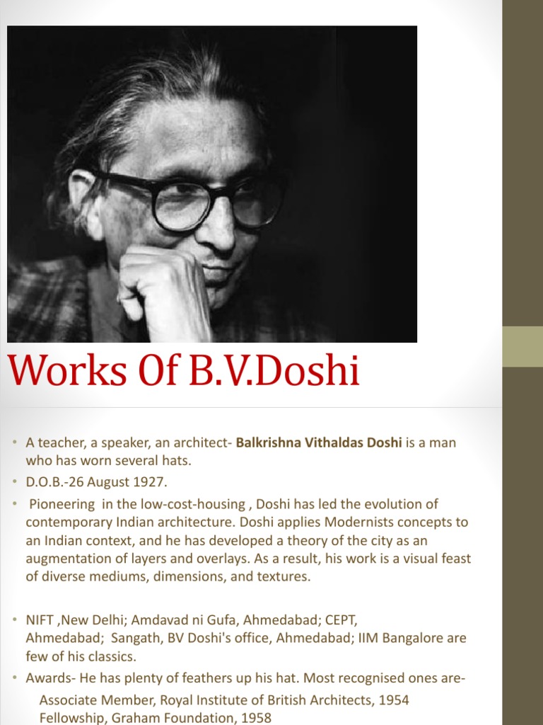 Works of B.V DOSHI | PDF | Window | Building Engineering