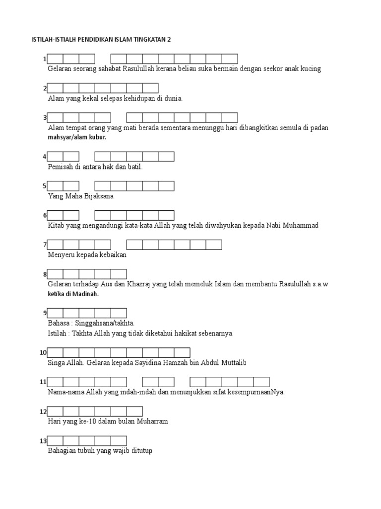 Daftar Istilah PAI Form 2 | PDF