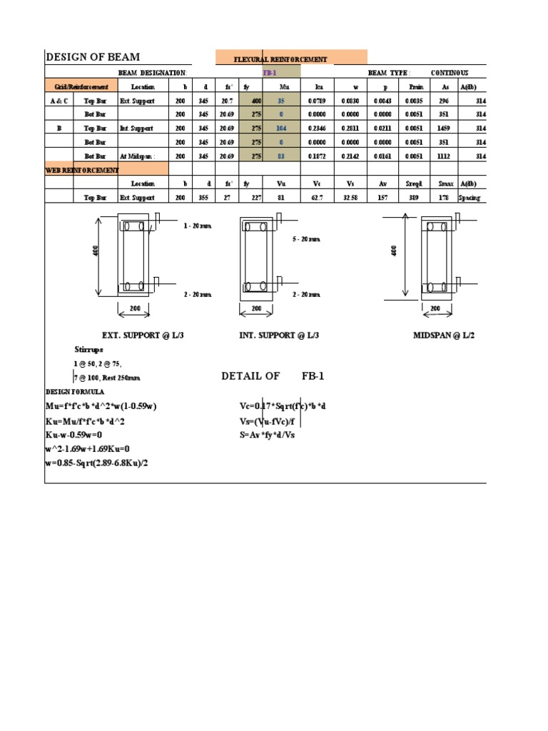Continuous Beam Design and Reinforcement | PDF