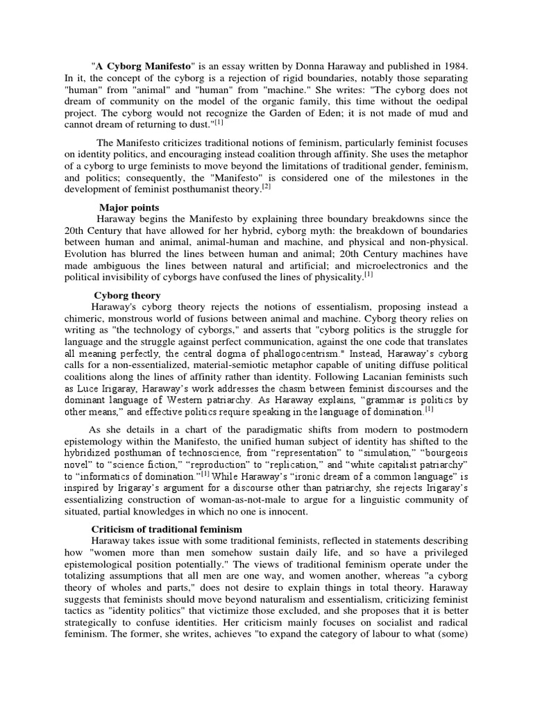 Donna Haraway's 'A Cyborg Manifesto': Rejecting Boundaries Between ...