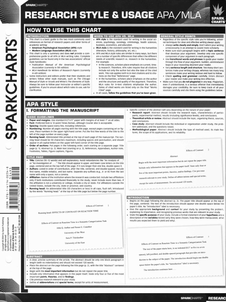 APA Spark Chart | PDF | Citation | American Psychological Association