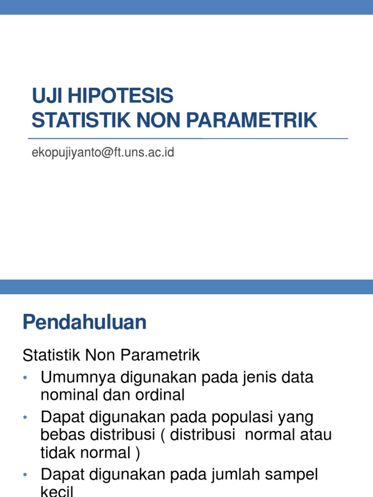 Uji Statistik Non Parametrik PDF | PDF