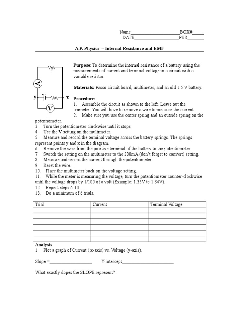 AP Physics B C - Internal Resistance | PDF | Voltage | Electrical ...