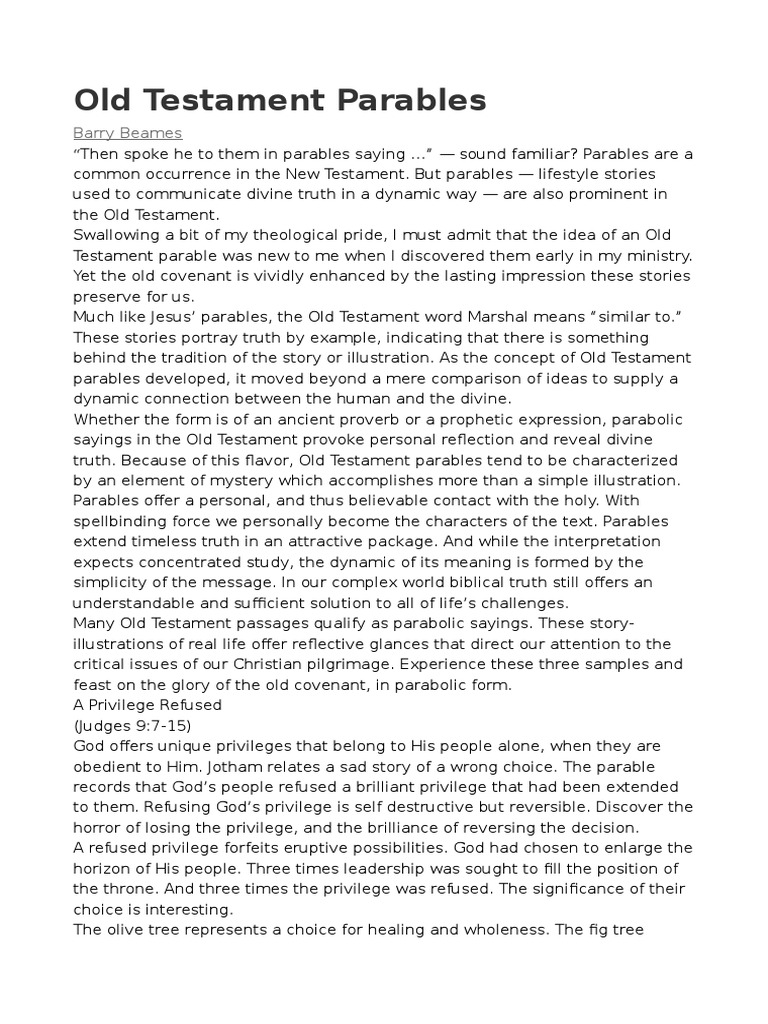 Old Testament Parables | PDF | Parable | God In Christianity