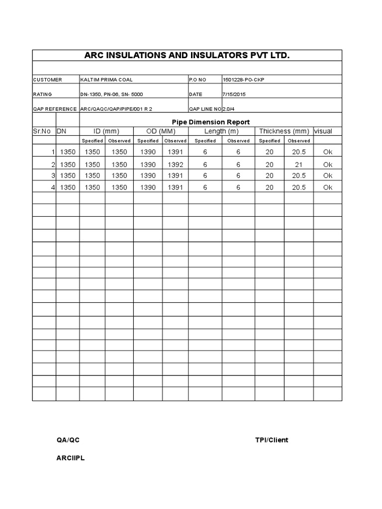 Pipe Inspection Report | PDF | Pipe (Fluid Conveyance) | Mechanical ...