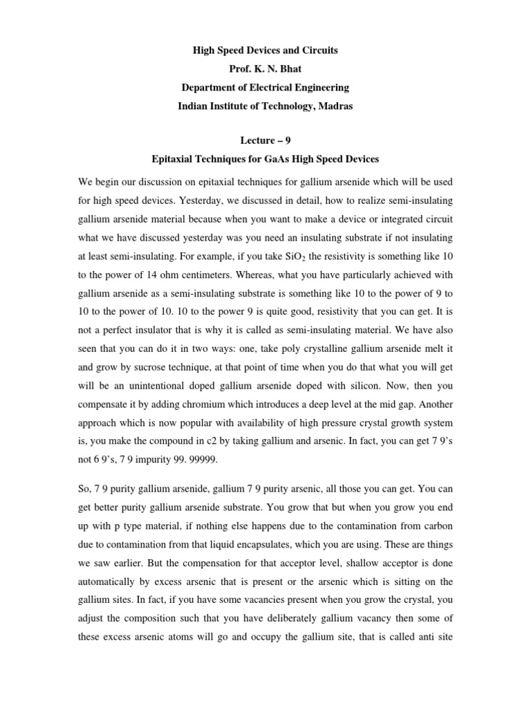 Lec9 PDF | Download Free PDF | Epitaxy | Gallium Arsenide