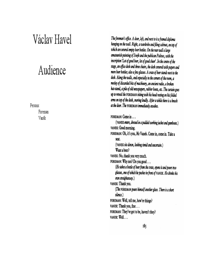 Václav Havel Audience: Persons: Foreman Vaněk | PDF