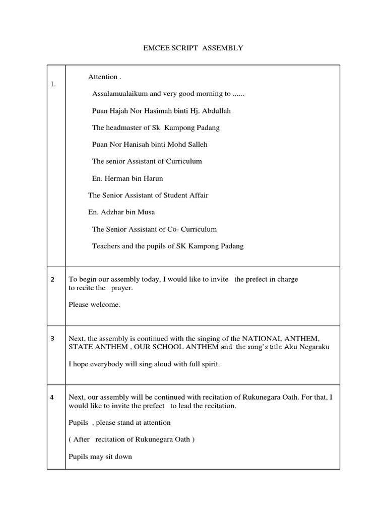 Emcee Script Assembly | PDF