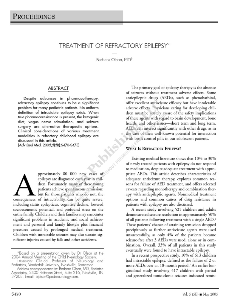 Refractory Epi Management | PDF | Epilepsy | Ketogenic Diet