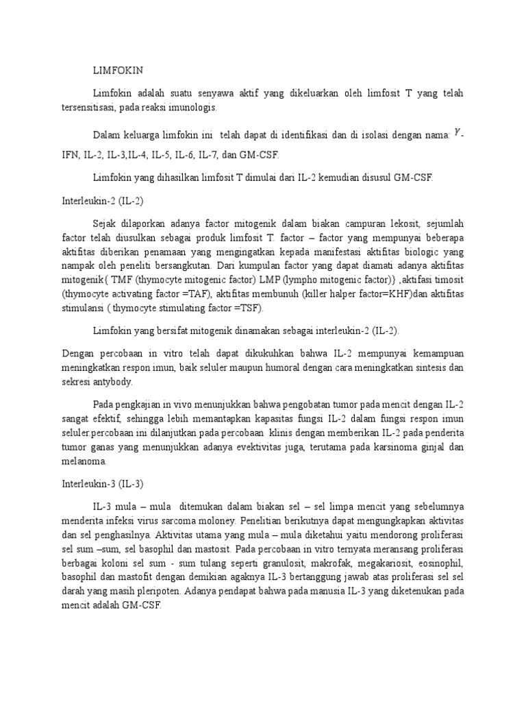 Peran Limfokin dalam Respon Imun | PDF | Sains & Matematika