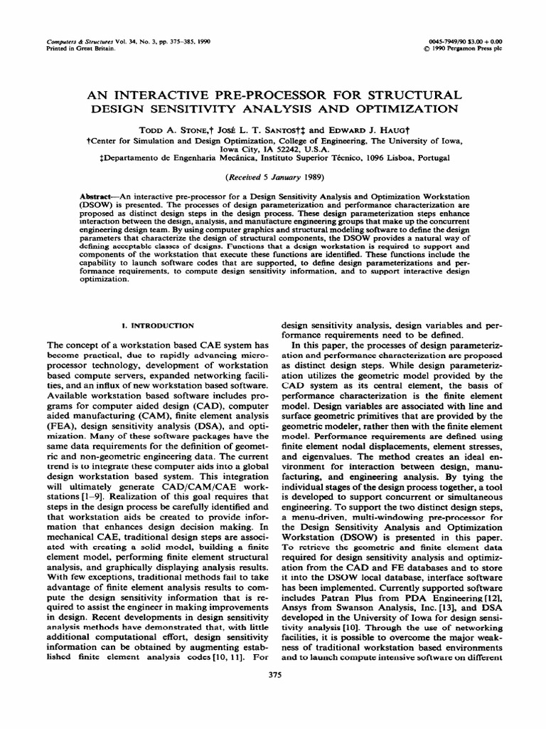 An Interactive Pre Processor For Structural Design Sensitivity Analysis and Optimization | PDF ...