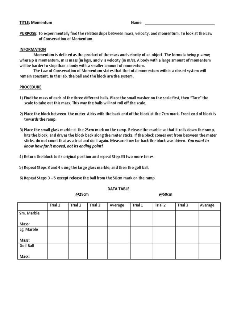 Momentum Lab | Momentum | Collision