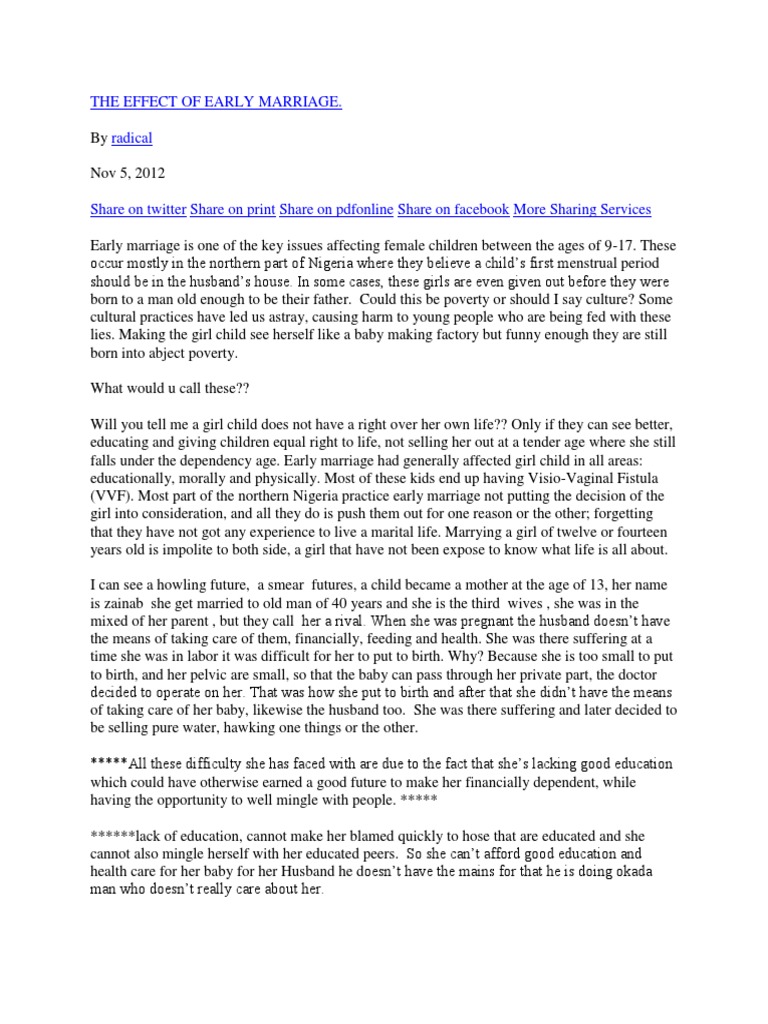 The Effect of Early Marriage | PDF