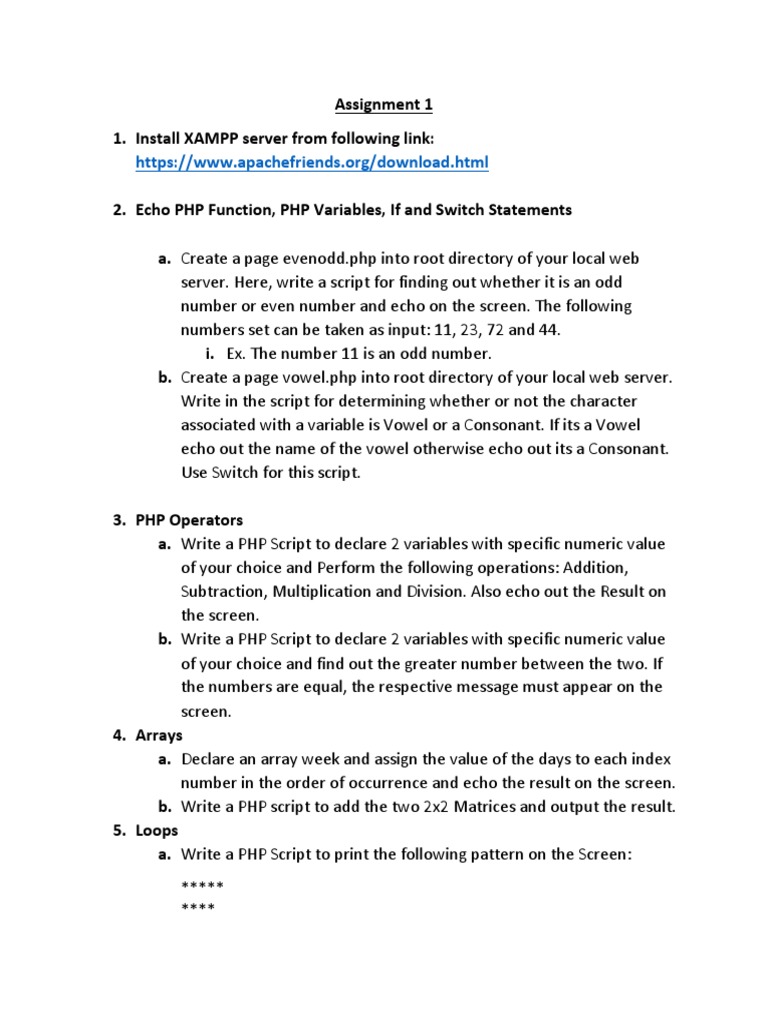 PHP Assignment 1 | PDF | Php | Matrix (Mathematics)