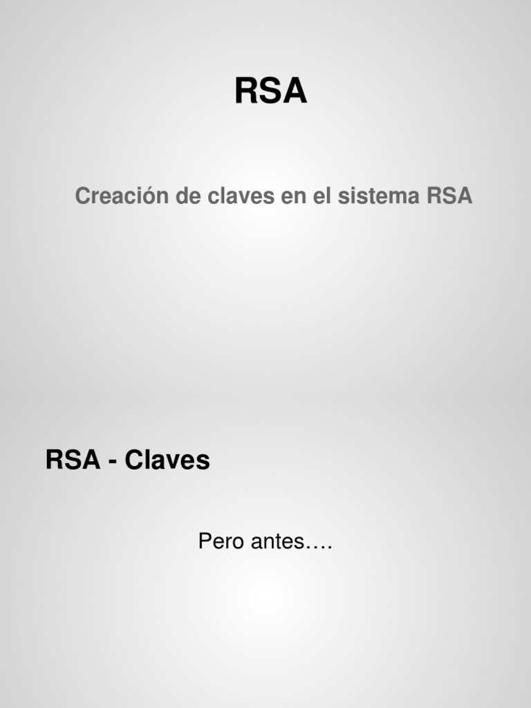 RSA: Creación y Uso de Claves Públicas y Privadas | PDF