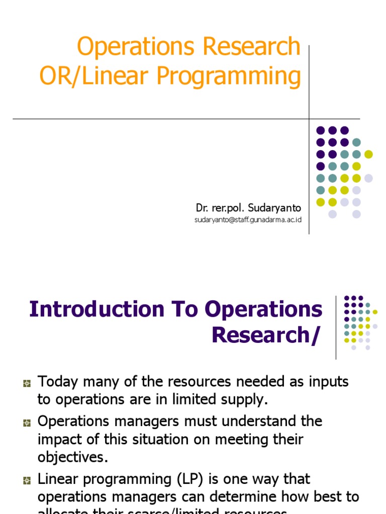 Chap 1. Introduction To LP | PDF | Linear Programming | Demand
