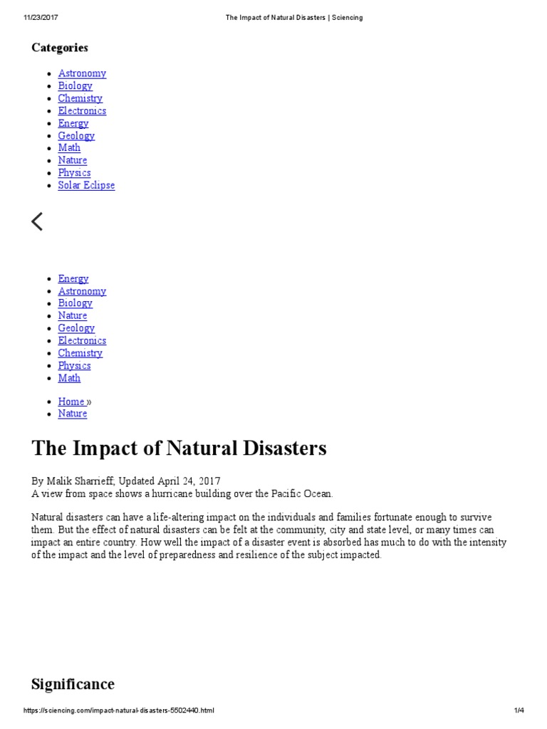 The Impact of Natural Disasters - Sciencing | PDF | Natural Disasters ...