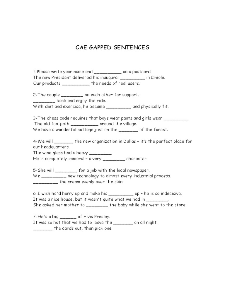 Gapped Sentences 1 PDF | PDF