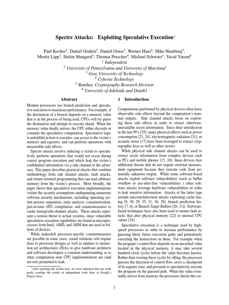 Spectre | PDF | Cpu Cache | Central Processing Unit