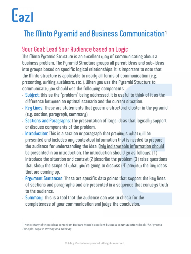 Guide To Using The Minto Pyramid | PDF | Inductive Reasoning | Logic