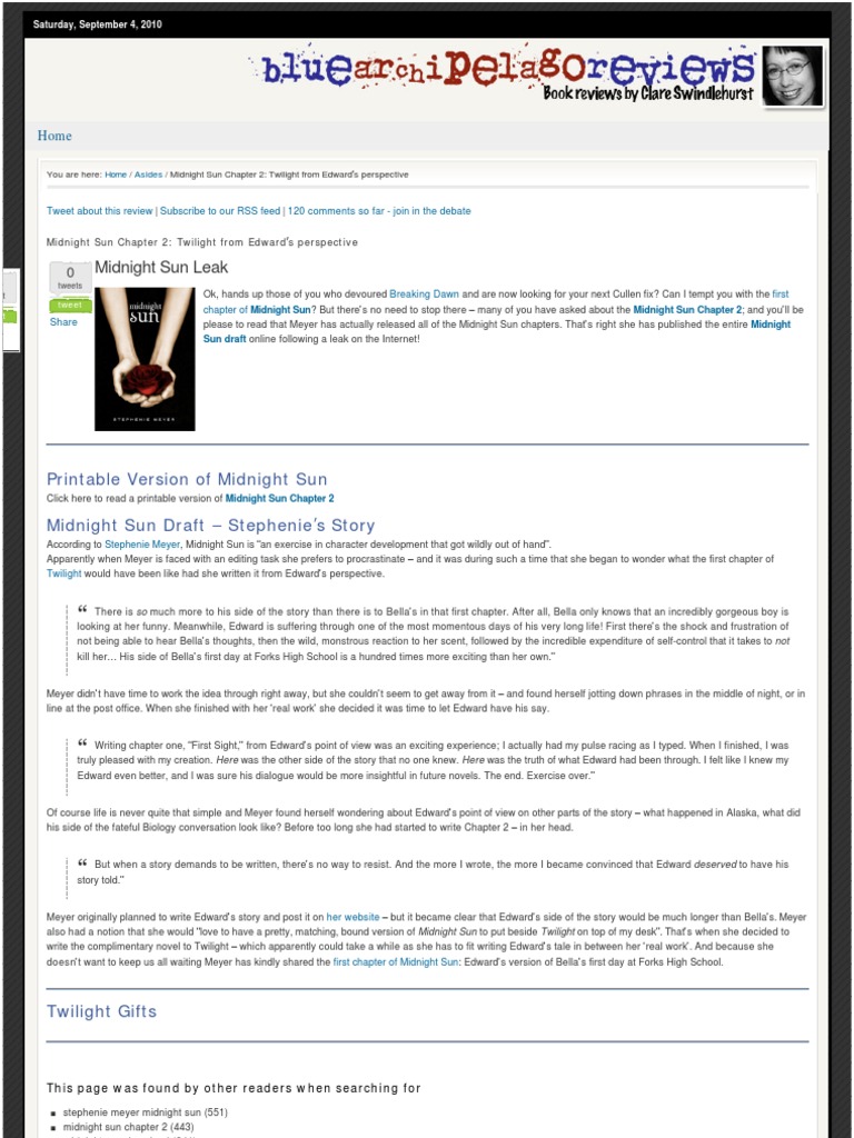 Midnight Sun-Twilight From Edwards Perspective | PDF | Twilight (Meyer ...