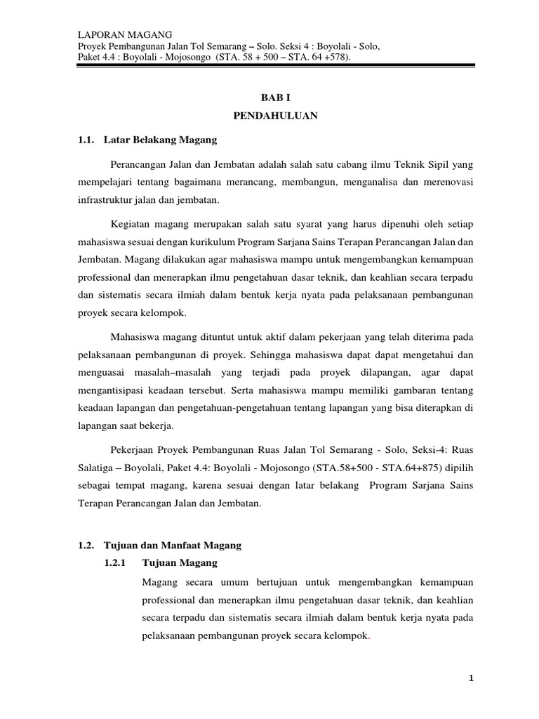 Contoh Pendahuluan Magang | PDF