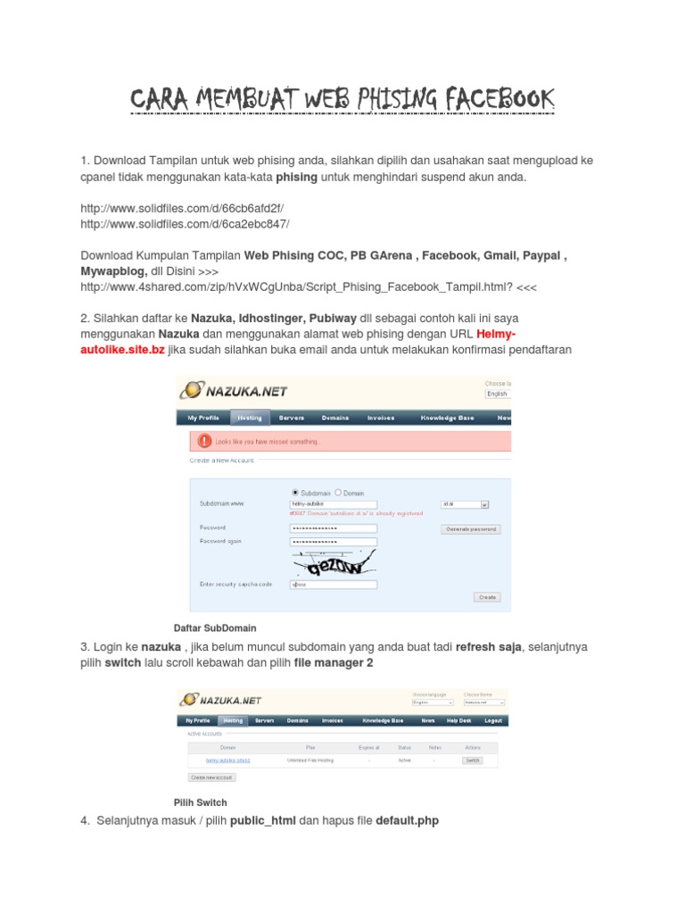 Cara Membuat Web Phising Facebook | PDF