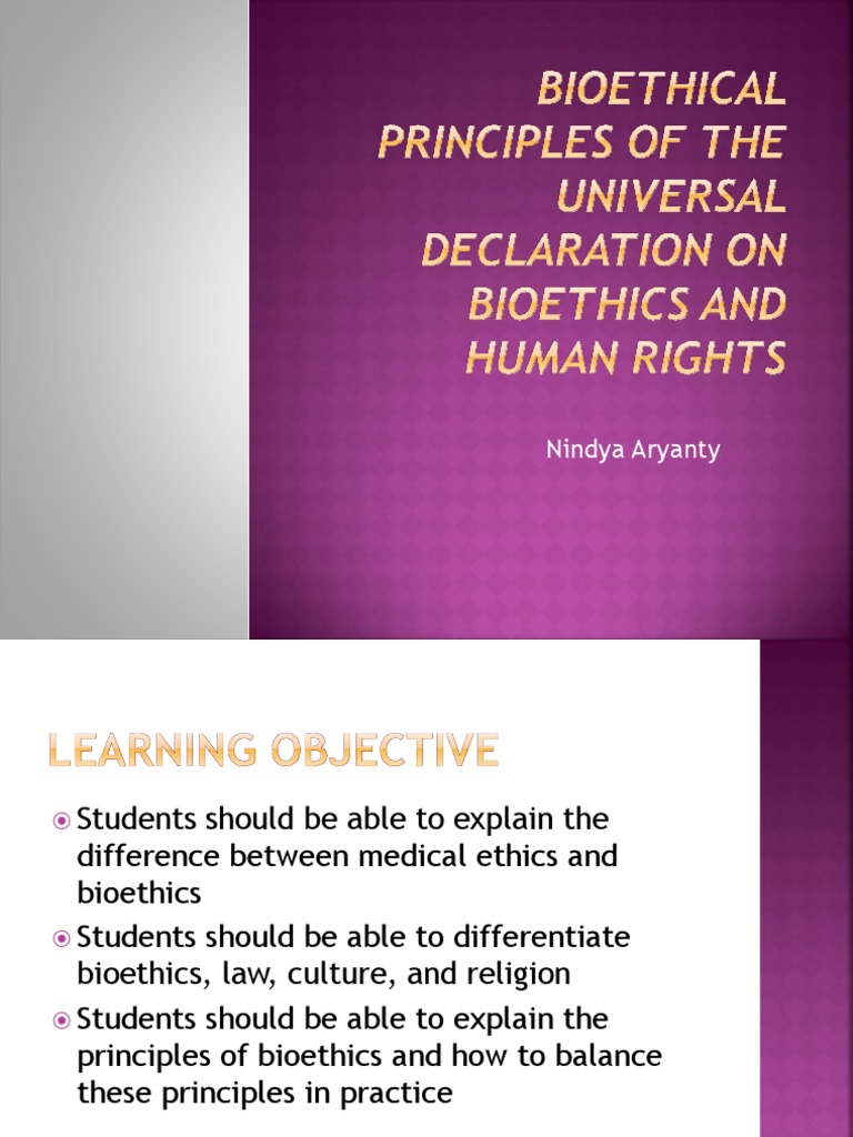 Bioethical Principles | PDF | Bioethics | Dignity