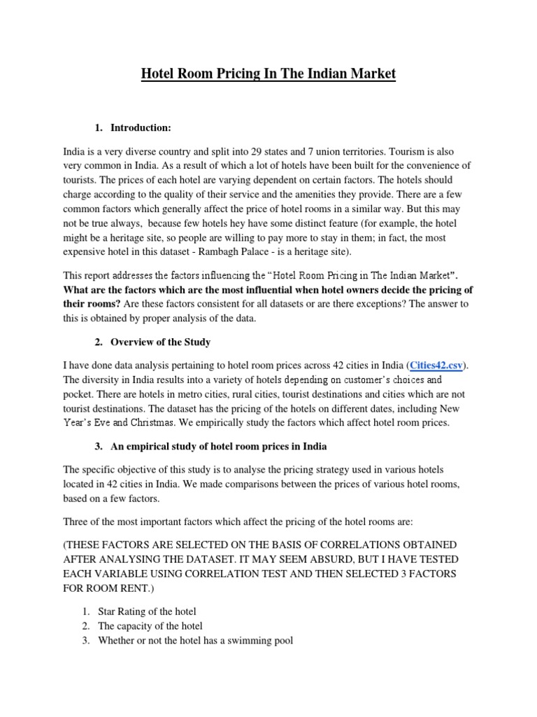 Capstone Project Report - Hotel Room Pricing in Indian Cities | PDF ...
