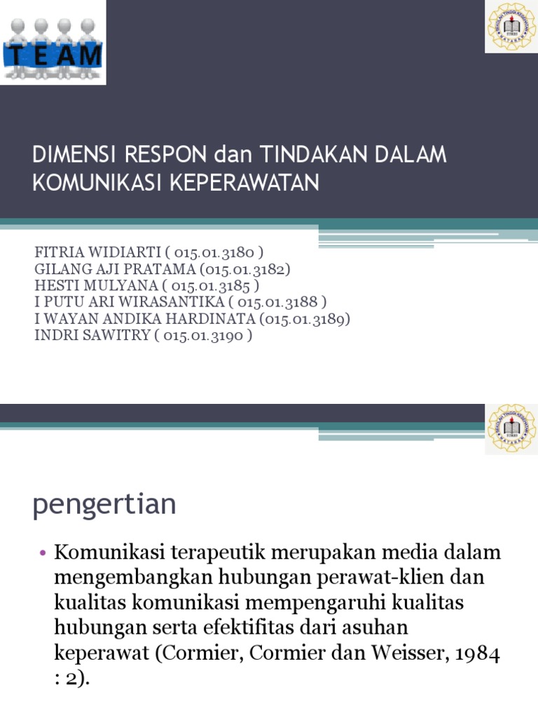 Dimensi Respon Dan Tindakan Dalam Komunikasi Keperawatan | PDF