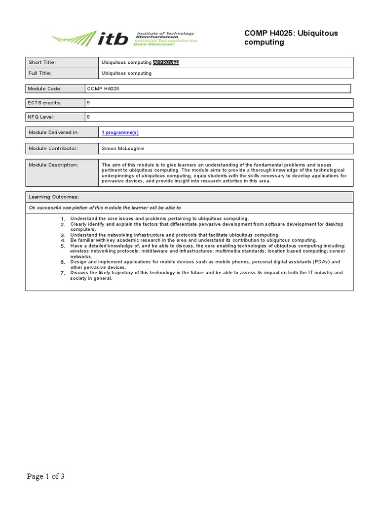 Module Ubiquitous Computing | PDF | Mobile Device | Personal Digital Assistant