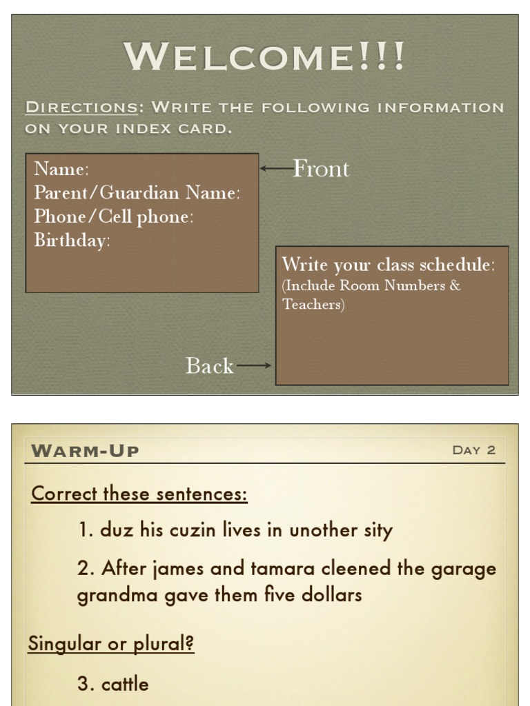 Middle School Grammar Warm-Ups For The Year | PDF | Verb | Grammar