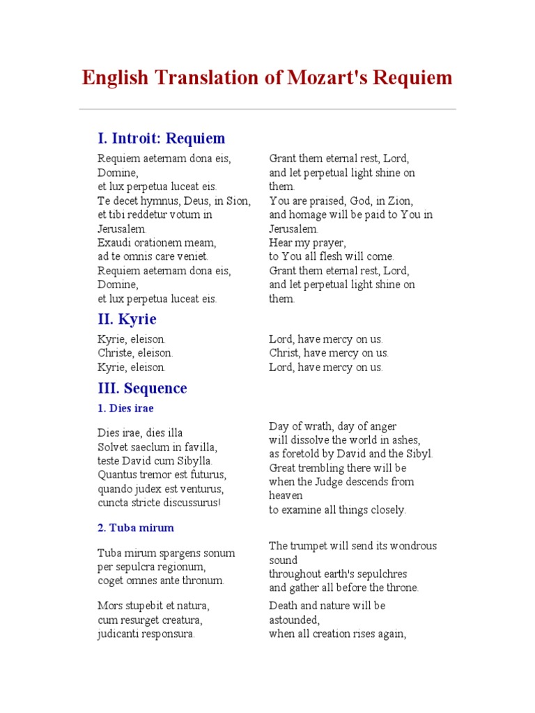 English-Translation-of-Mozart-Requiem.pdf | Lamb Of God | Mass (Liturgy)