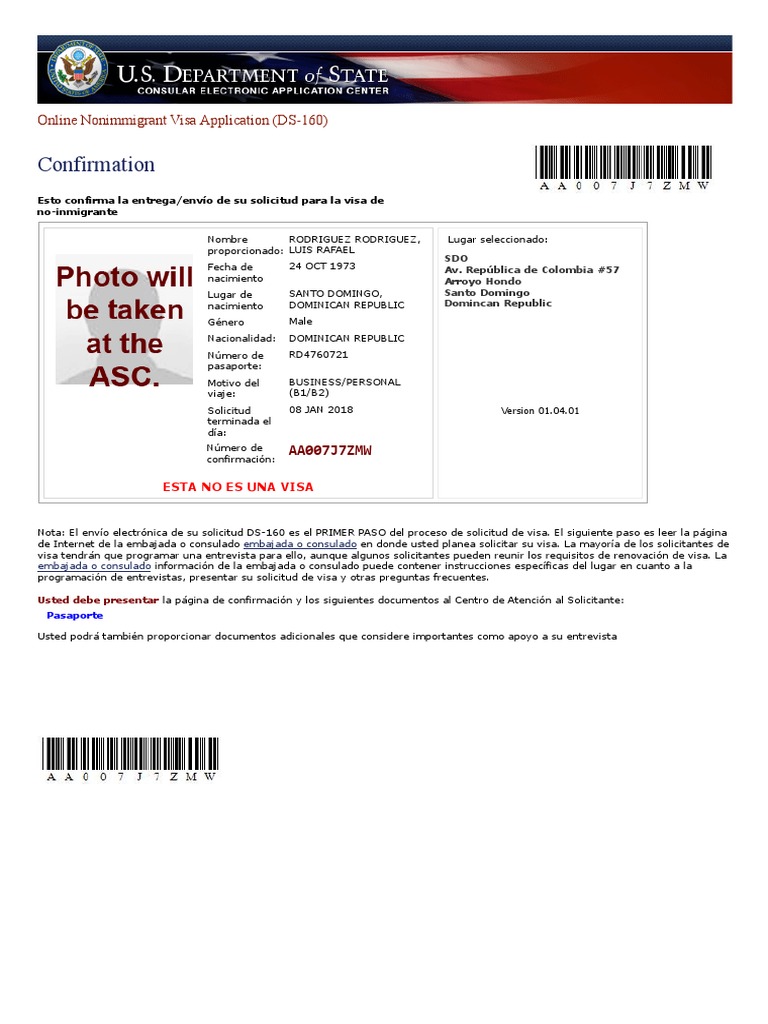 PDF) Online Nonimmigrant Visa Application (DS-160), 50% OFF