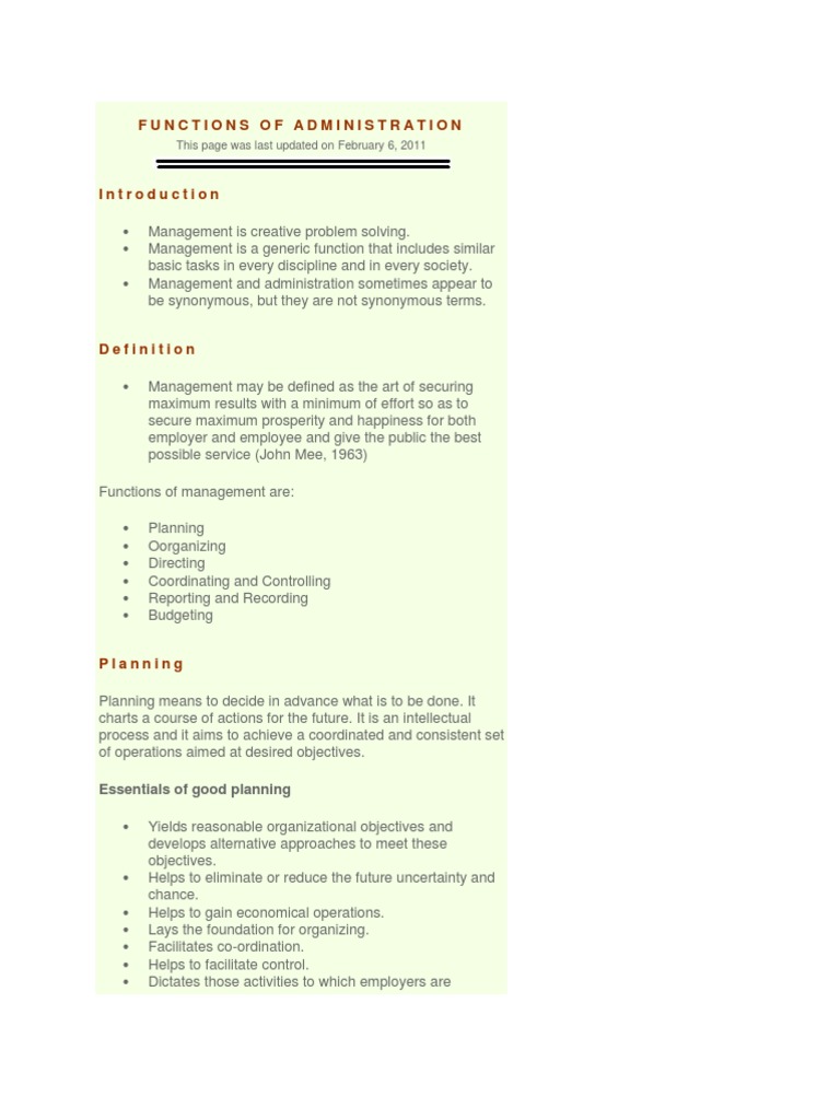 Functions of Administration | PDF | Leadership | Hierarchy