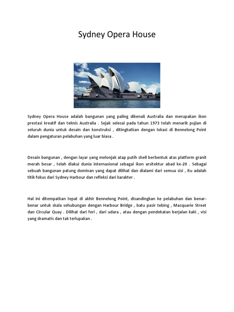 Arsitektur dan Sejarah Sydney Opera House | PDF | Seni | Sains & Matematika
